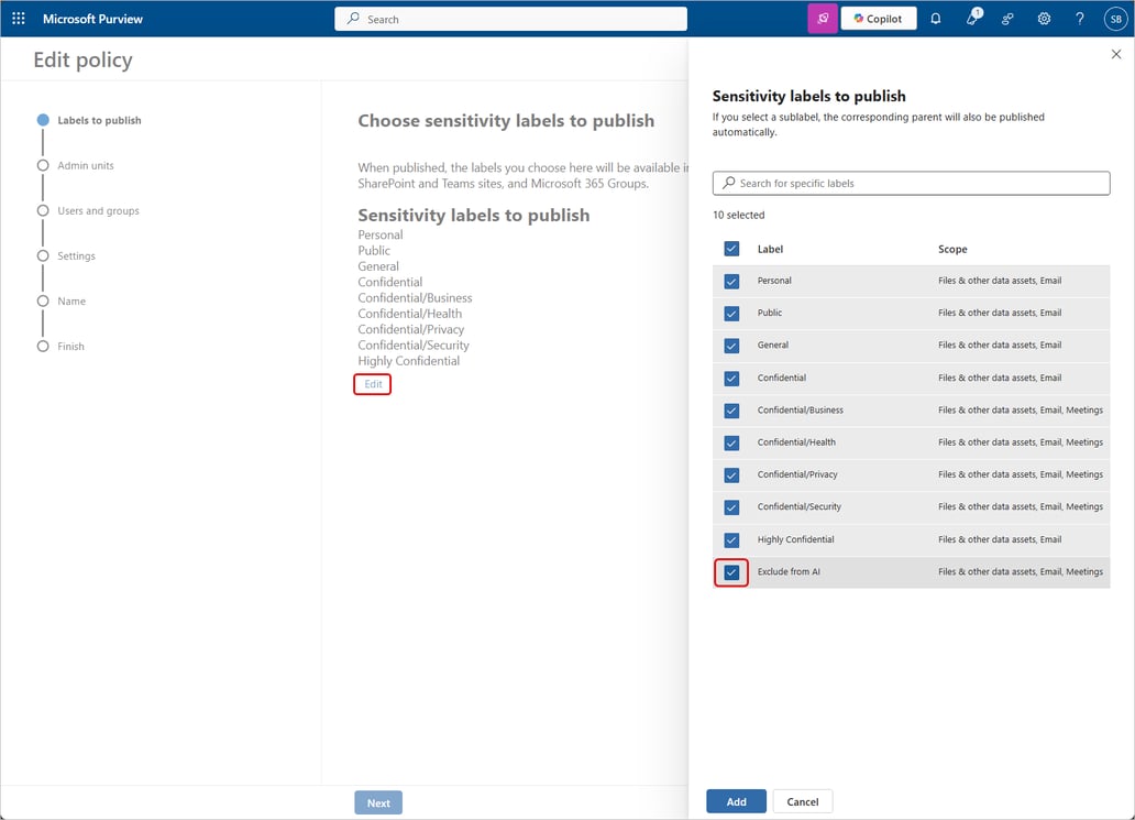Sensitivity Labels for Microsoft 365 Copilot Protection